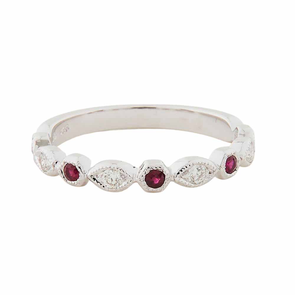 9ct White Gold Art Deco Ring with Diamond and Ruby – Wellington and North